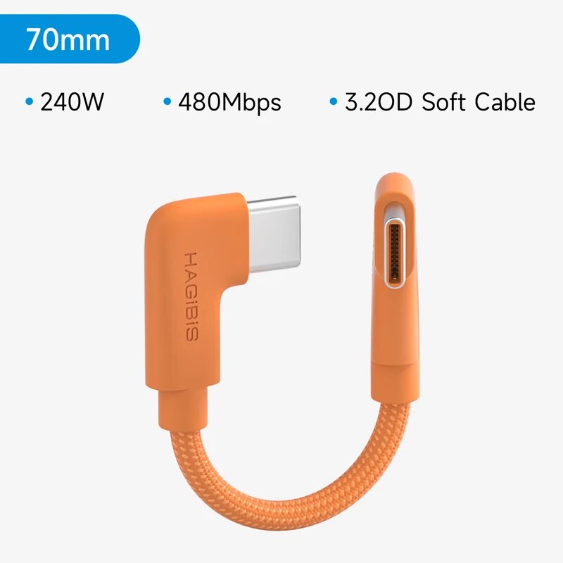 Hagibis USB-C на USB-C, 7cm, 240W, 480Mbps, 3.2OD