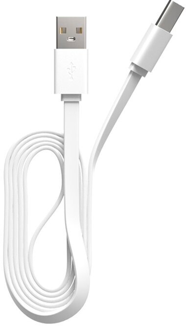 Кабель Maxvi (MC-02LF) USB-C, 1м, 2A, плоский, удлиненный разъем, белый