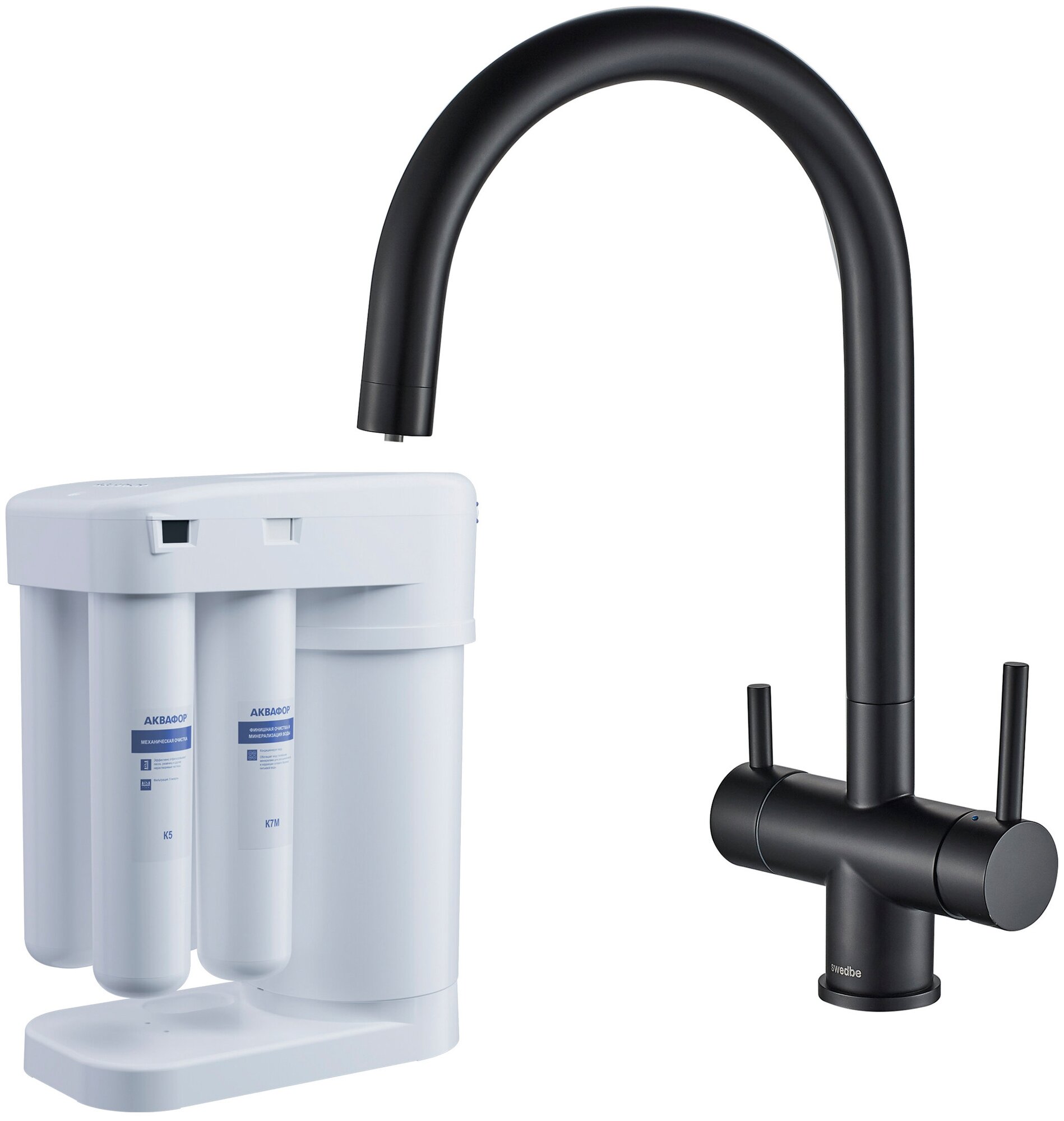 Смеситель для кухни Swedbe в комплекте с филтром Аквафор Морион