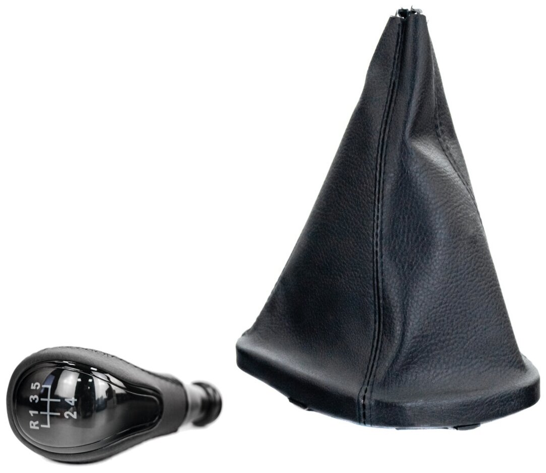 Ручка КПП Sal-Man в стиле Весты с черной вставкой и пыльником с черной прострочкой для ВАЗ 2110-2112 с кулисой