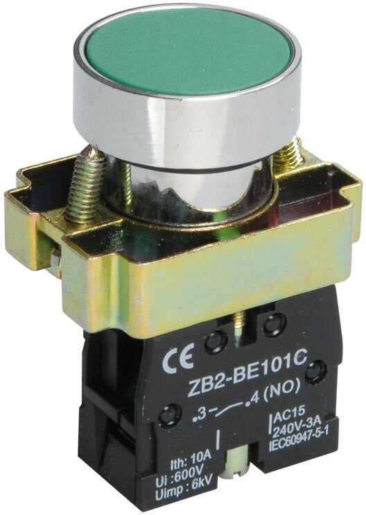 Кнопка управления LAY5-BA31 без подсветки зеленая IEK BBT60-BA-K06