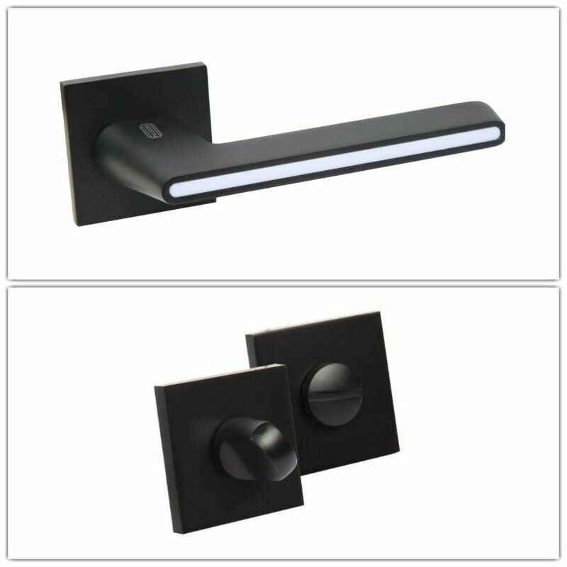 Ручка дверная межкомнатная Palidore А-529_BLACK_W, черный (ручка + завертка WC)