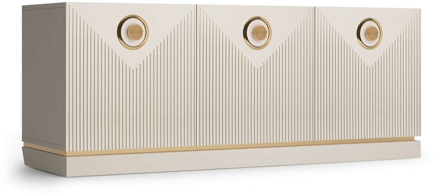 Тумба под телевизор Кураж "Капри", ЛДСП, МДФ, сатин, 135 см х 52,6 см х 42 см, бежевая