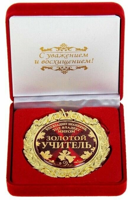 Медаль в бархатной коробке 'Золотой учитель'