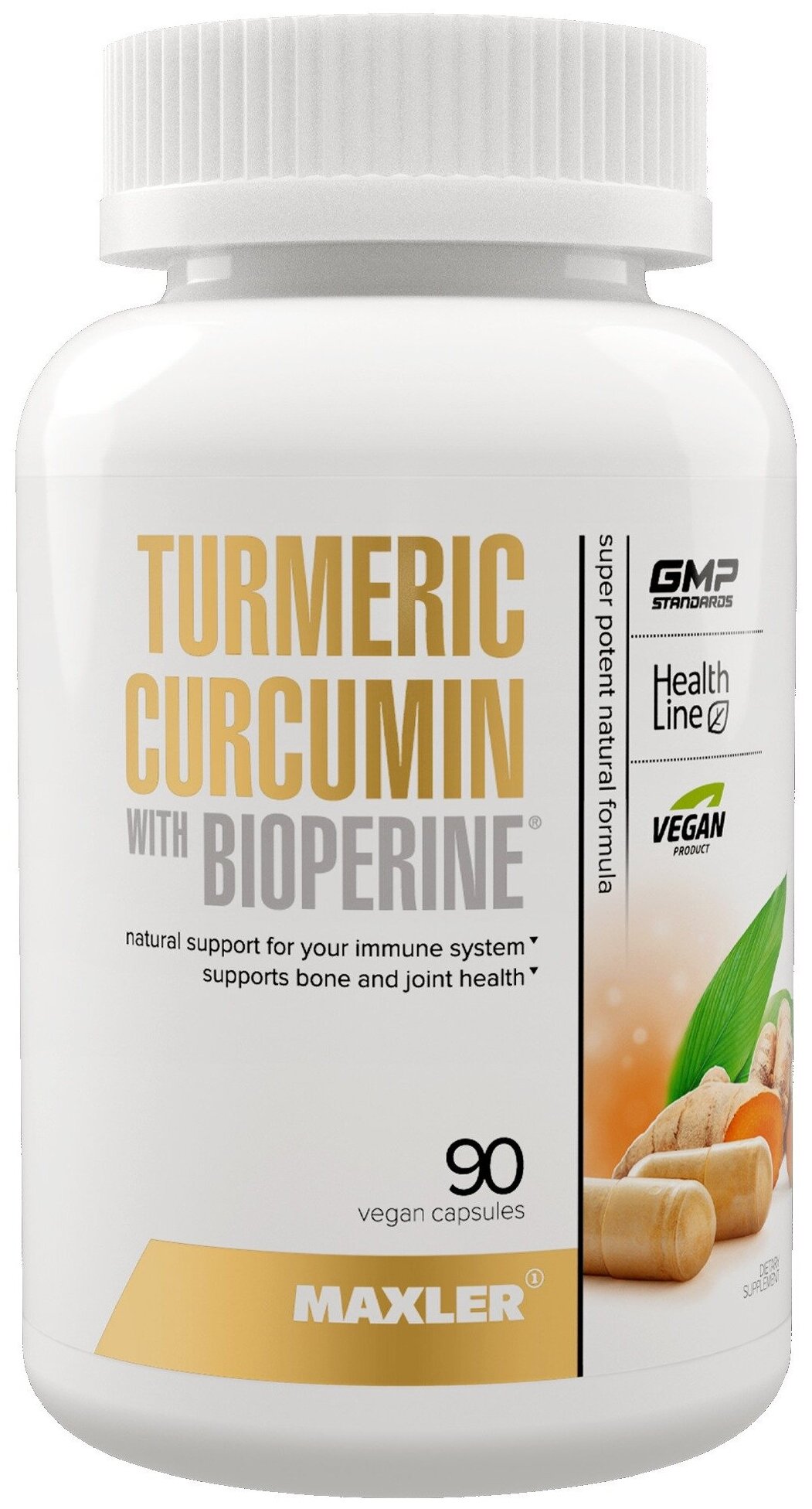Куркумин c экстрактом перца Maxler Turmeric Curcumin with Bioperine (90 вег. капс)