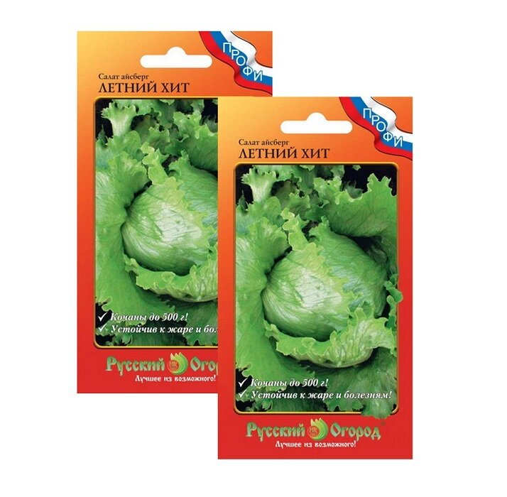 Семена Салат кочанный Айсберг Летний хит 0,3 г (НК) , 2 пакетика * 0,3 г