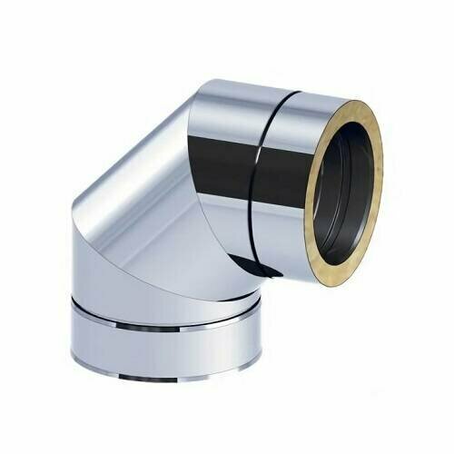 Отвод 90° для двустенного дымохода WATTEK - D150 мм (нержавеющая сталь)