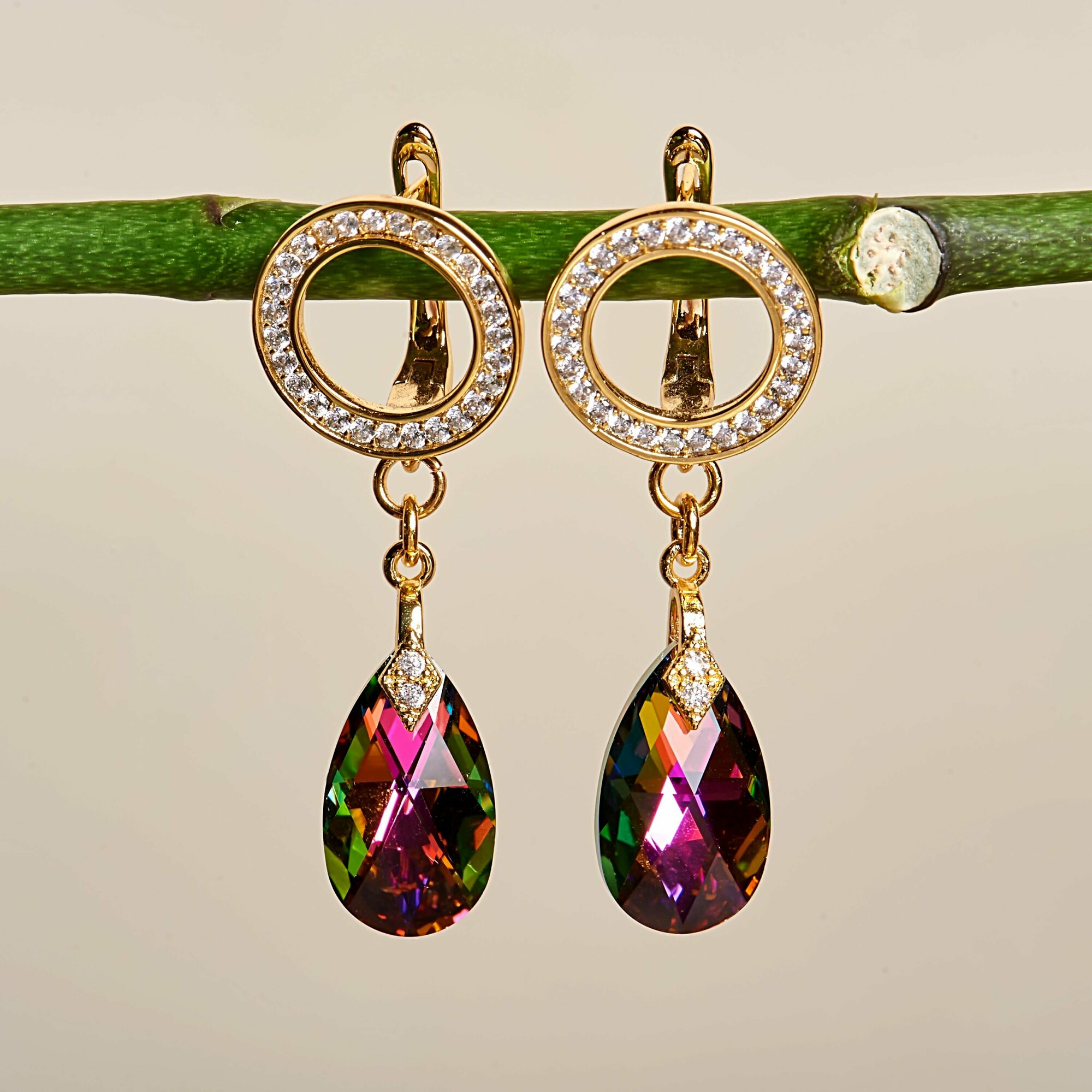 Серьги, кристаллы Swarovski, кристалл, стекло