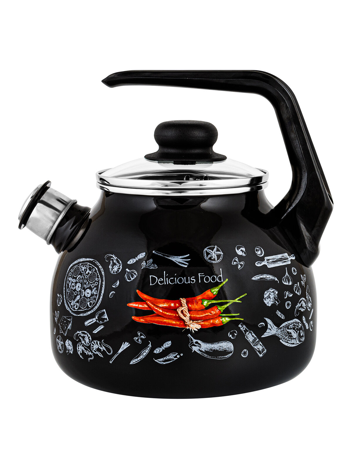 Чайник для плиты со свистком Appetite Chilli эмалированный, 3 л