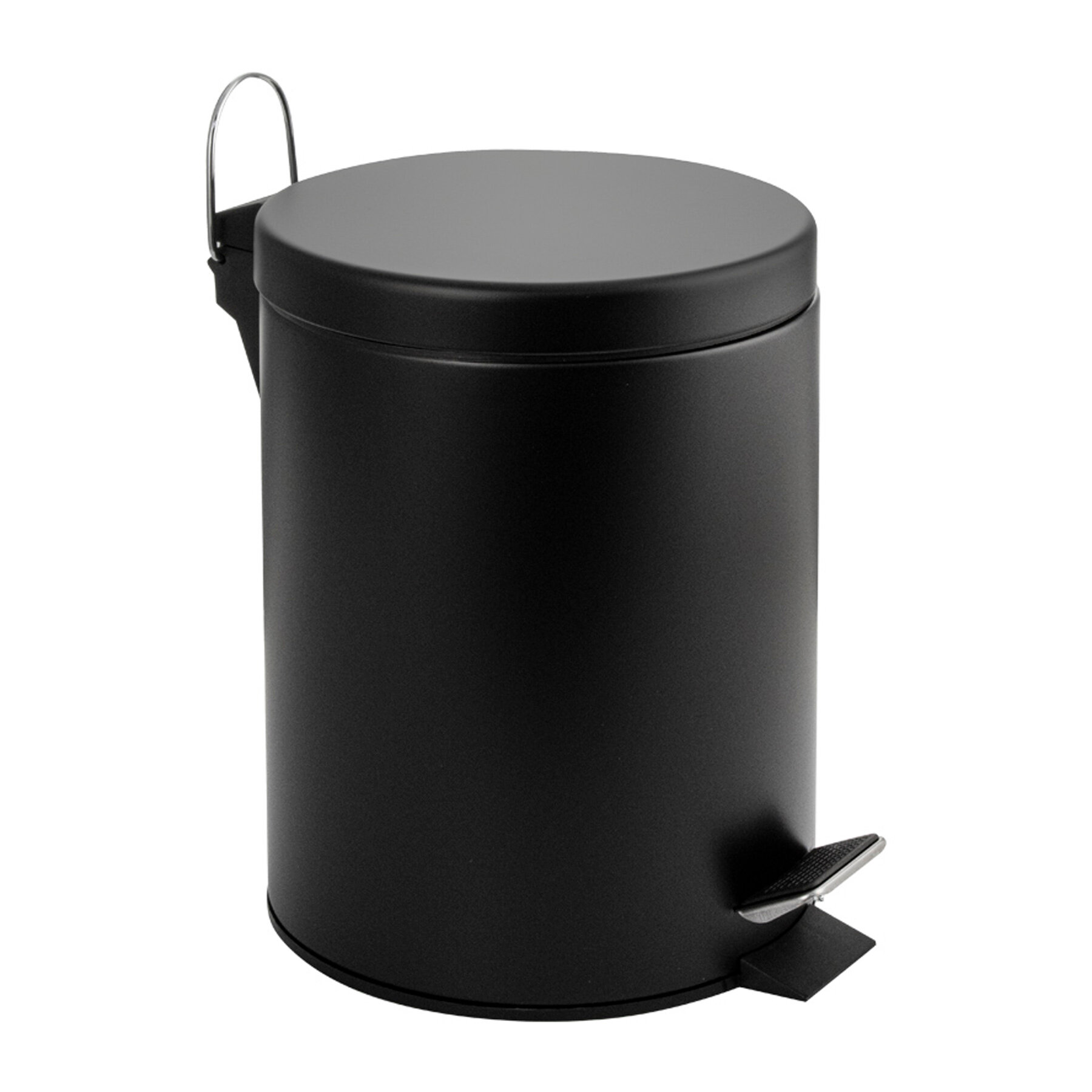 Ведро санакс круглое 5 л чёрное, эмаль , с педалью из нержавеющей стали