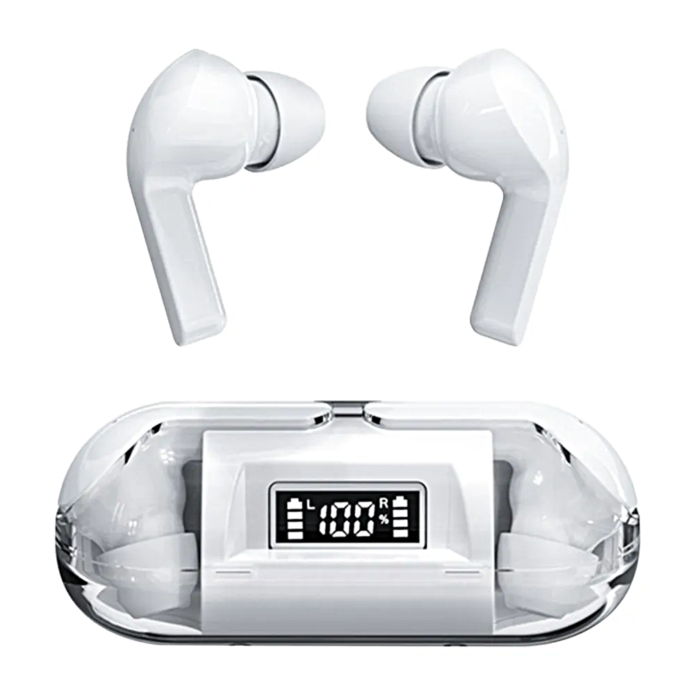 Беспроводные TWS наушники TM20, Игровые наушники с микрофоном, LED дисплей, Bluetooth 5.3, Сенсорное управление, Белый
