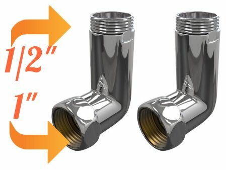 Соединение для полотенцесушителя угловое 1" (вн) х 1/2" (нар), пара. Millennium, арт. SPUM1012