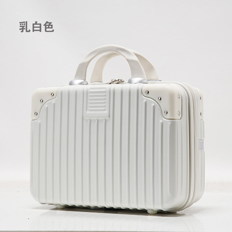 Футляр для косметики, 14", ретро-стиль, молочно-белый