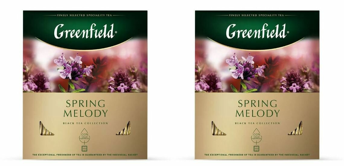 Greenfield Чай черный Spring Melody, 100 пакетиков, 2 уп