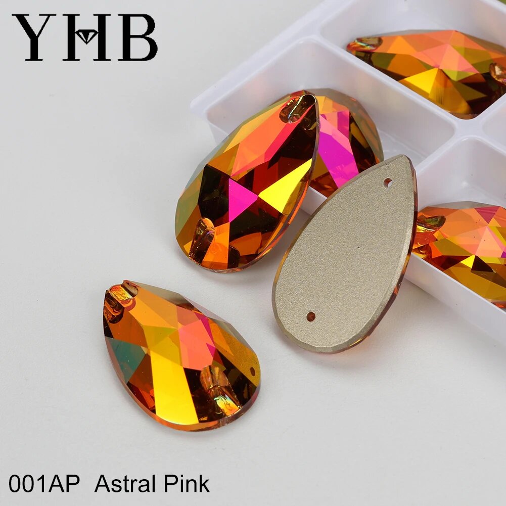 Стразы YHB Astral Pink 17x28 мм, 12 шт