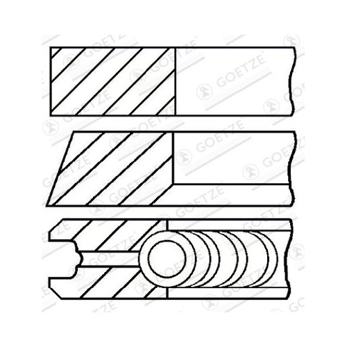Комплект поршневых колец, GOETZE 08-336507-00 (1 шт.)