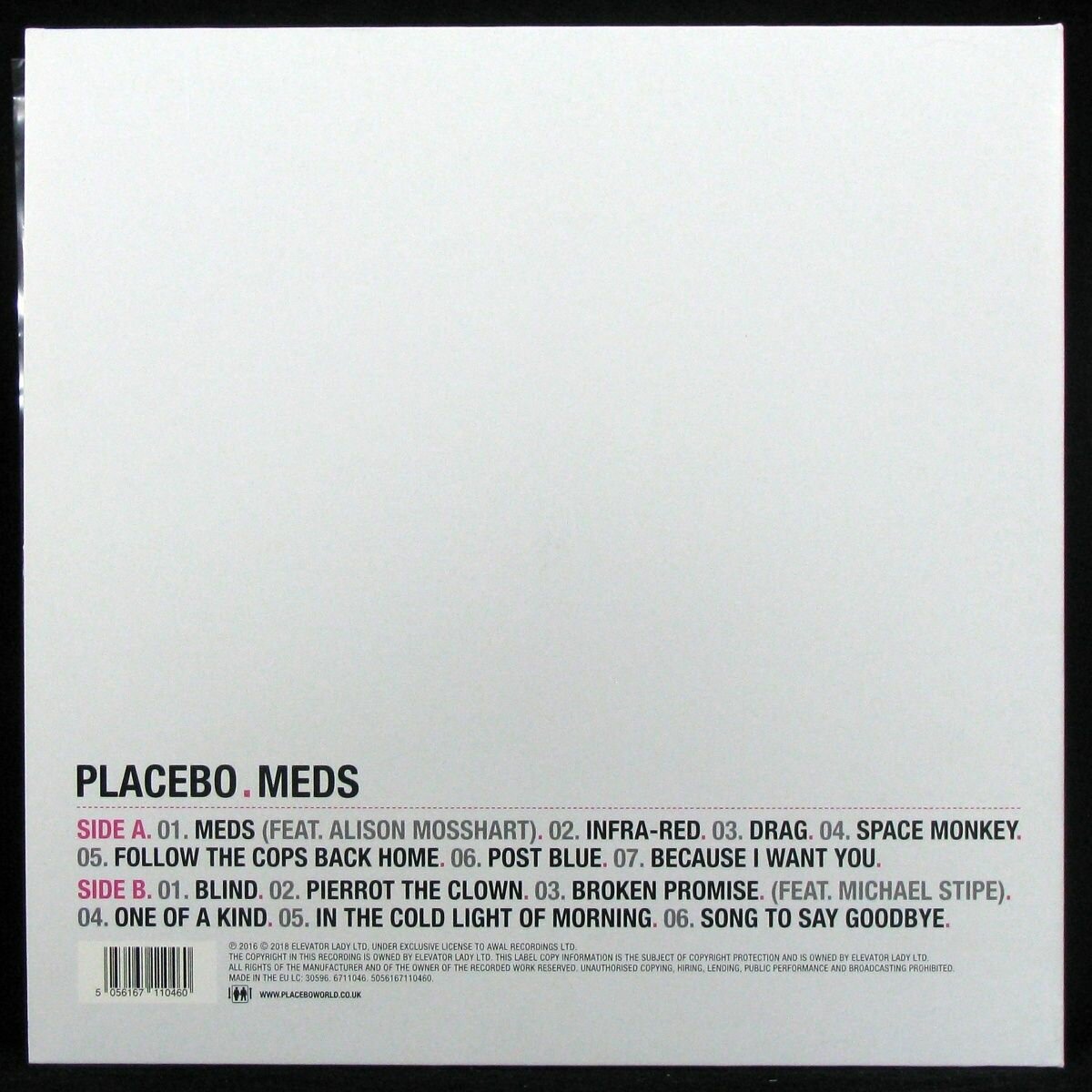 Виниловая пластинка Placebo - Meds (LP, 2019, Elevator Music)