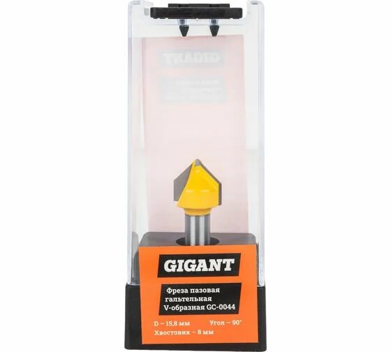Фреза по дереву пазовая галтельная V-образная D15.8 мм, 90, хвостовик 8 мм Gigant GC-0044