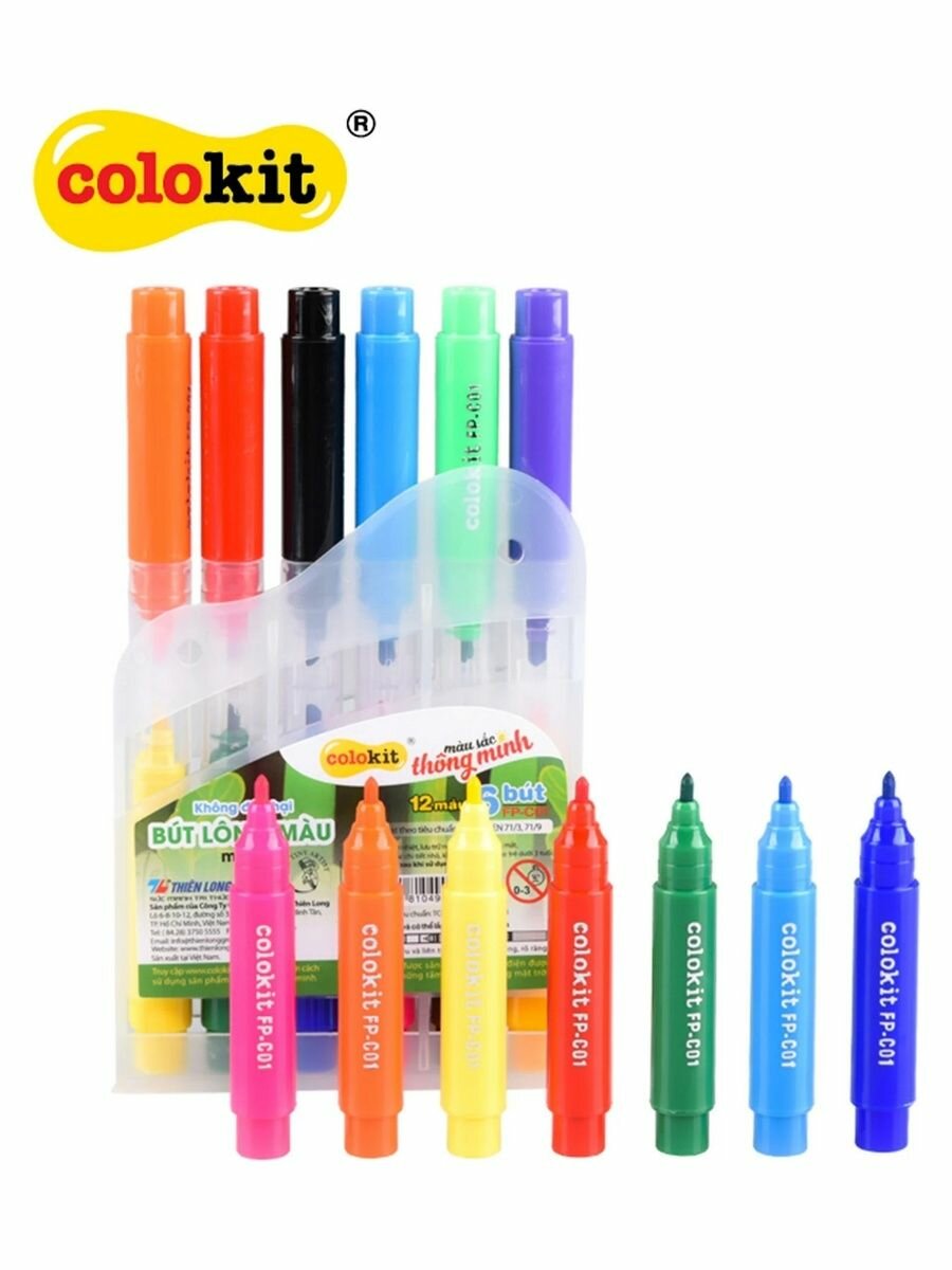 Фломастеры двусторонние 6 штук 12 цветов