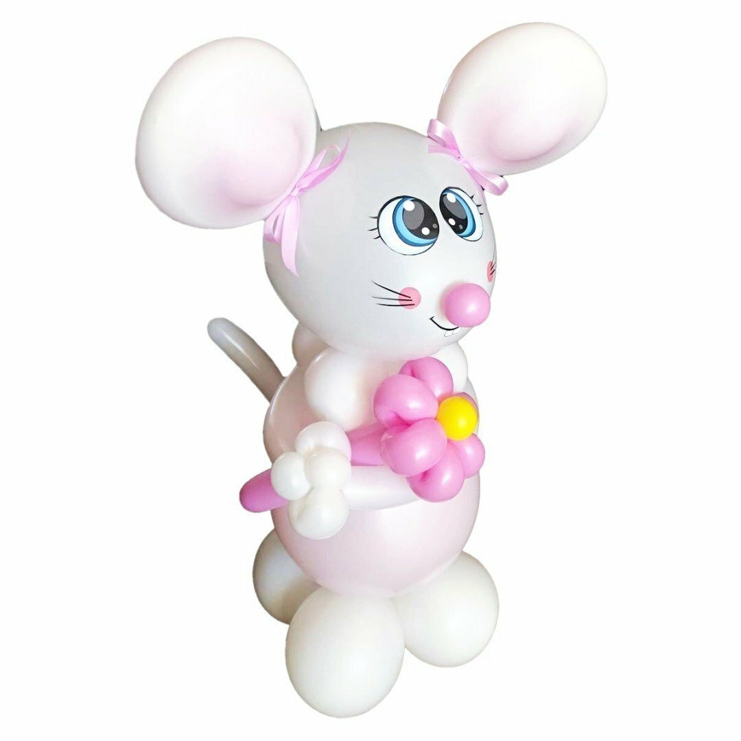 Фигура из шаров "Белый мышонок"