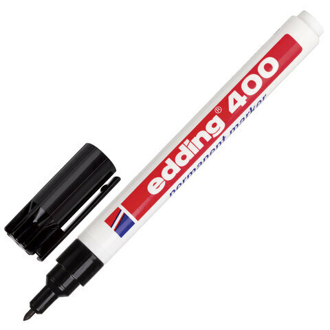 Маркер перманентный (нестираемый) EDDING 400, черный, заправляемый, тонкий наконечник, 1 мм, E-400/1