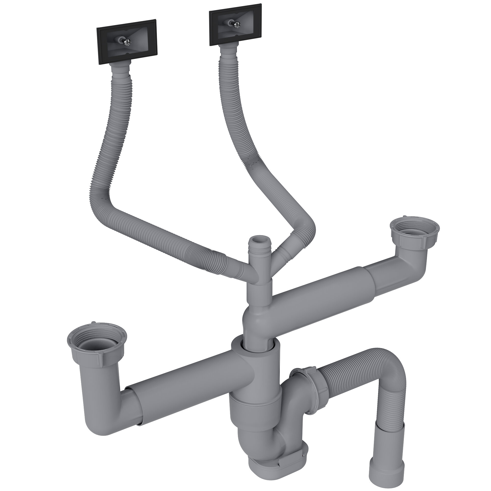 Сифон для двучашевой кухонной мойки Reflexion Part RX9002PT без выпуска