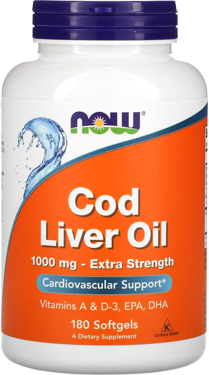 NOW Foods, Cod Liver Oil softgels, жир печени трески в мягких капсулаъ, 1000 мг, 180 шт.