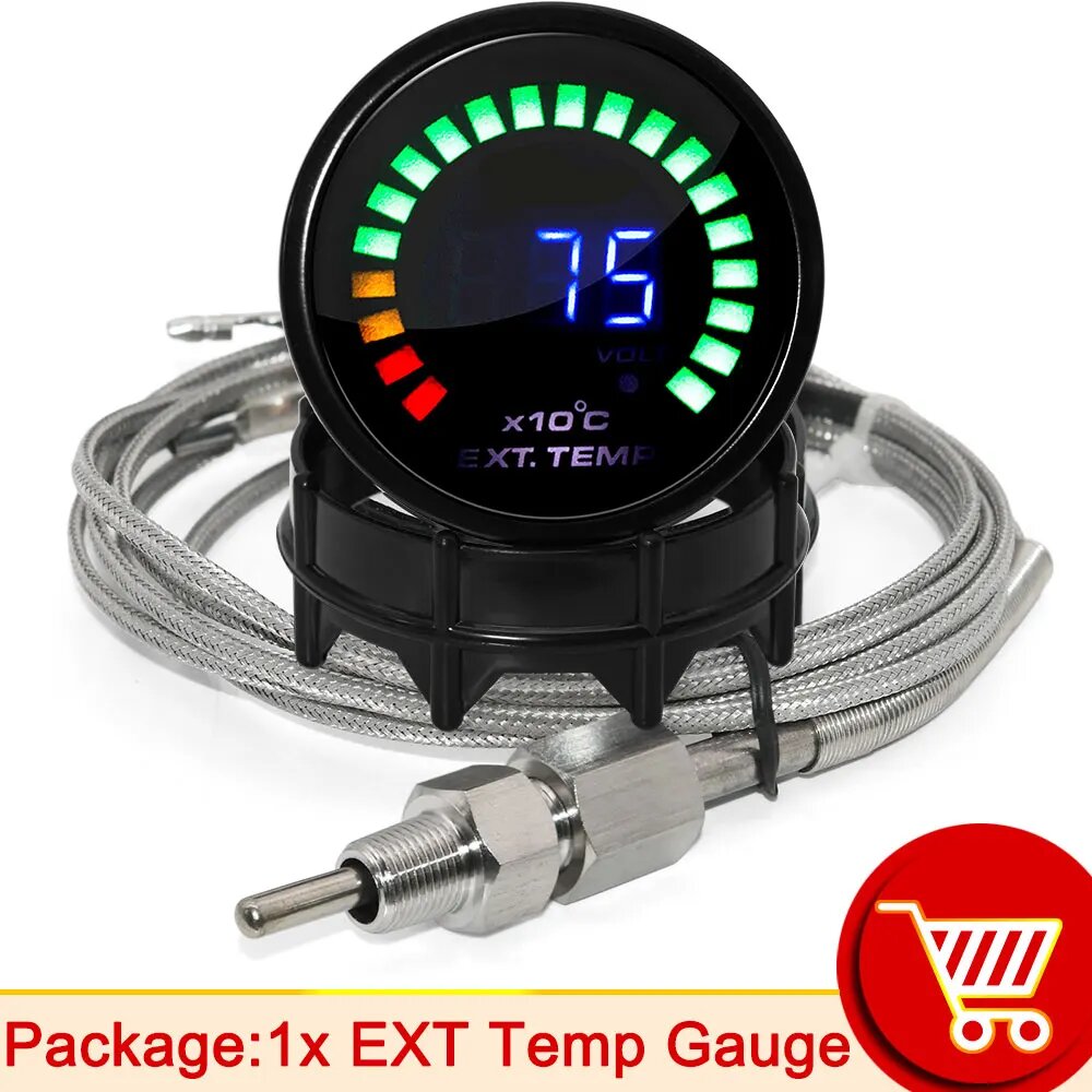 52 мм датчик температуры выхлопных газов, цифровой датчик температуры выхлопных газов, 20 светодиодных датчиков EGT EXT, автомобильный измеритель с датчиком кислорода, инструменты