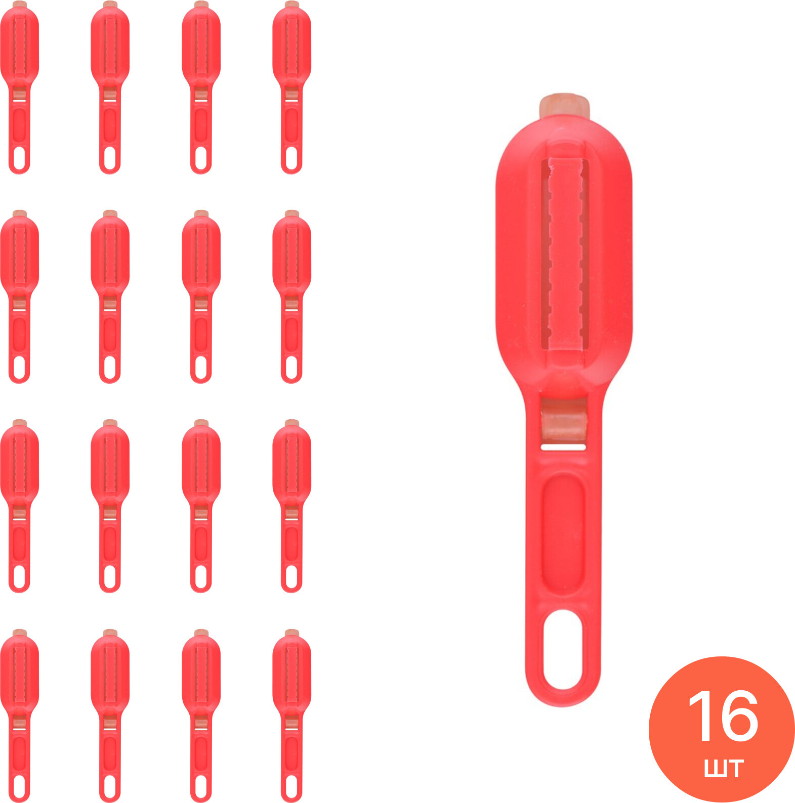 Рыбочистка MultiDom / МультиДом ручная, с контейнером, из полипропилена, красная, 17x3x3см / кухонные принадлежности (комплект из 16 шт)