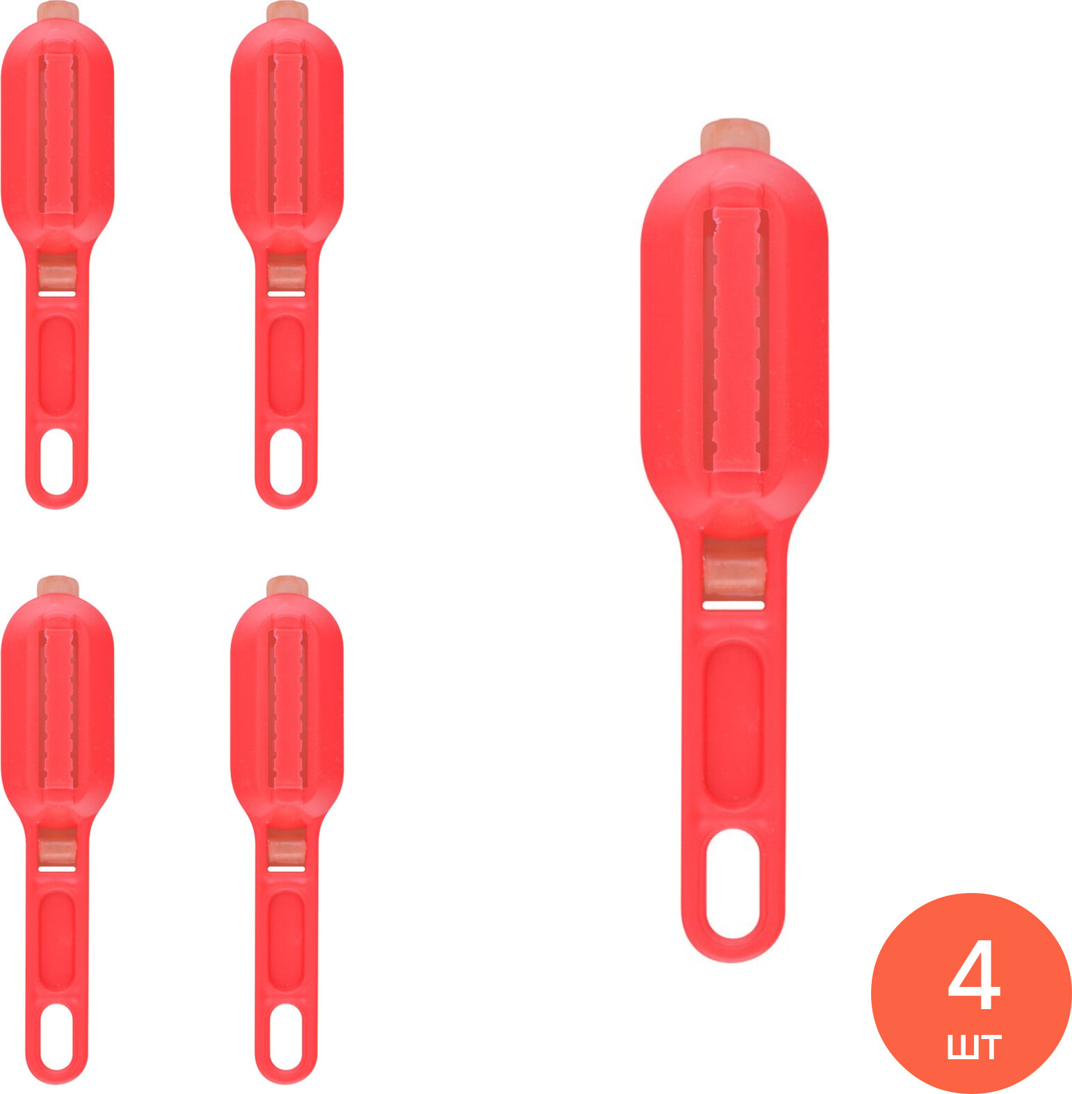 Рыбочистка MultiDom / МультиДом ручная, с контейнером, из полипропилена, красная, 17x3x3см / кухонные принадлежности (комплект из 4 шт)
