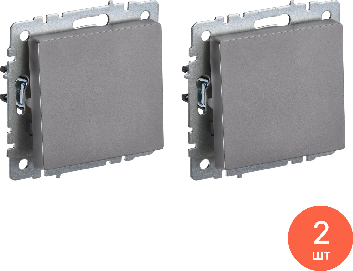 Выключатель IEK / ИЭК Brite ВС10-1-0-БрС, 10А 230В IP20 сталь 74х74х43мм одноклавишный, BR-V10-0-10-K46 / переключатель (комплект из 2 шт)