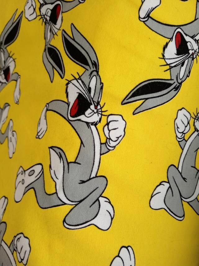 Футер 2х нитка с лайкрой "багс банни на желтом" 180см, высота 100см