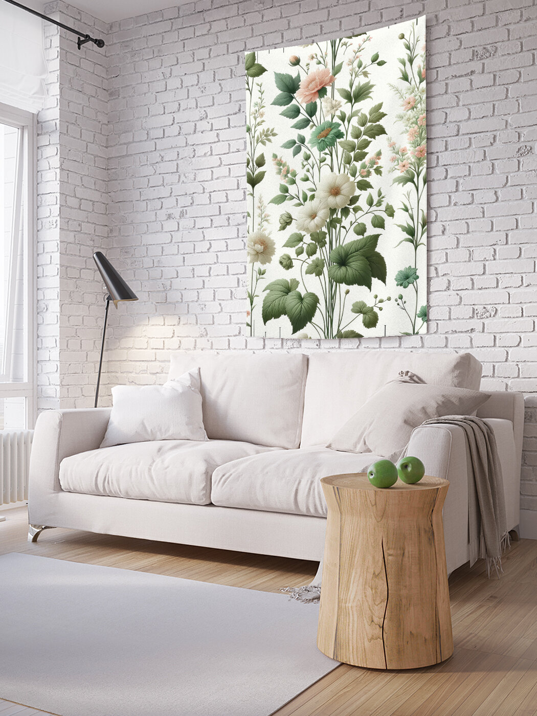 Постер на стену тканевый вертикальный "Цветочное панно", 100х150 см , JoyArty