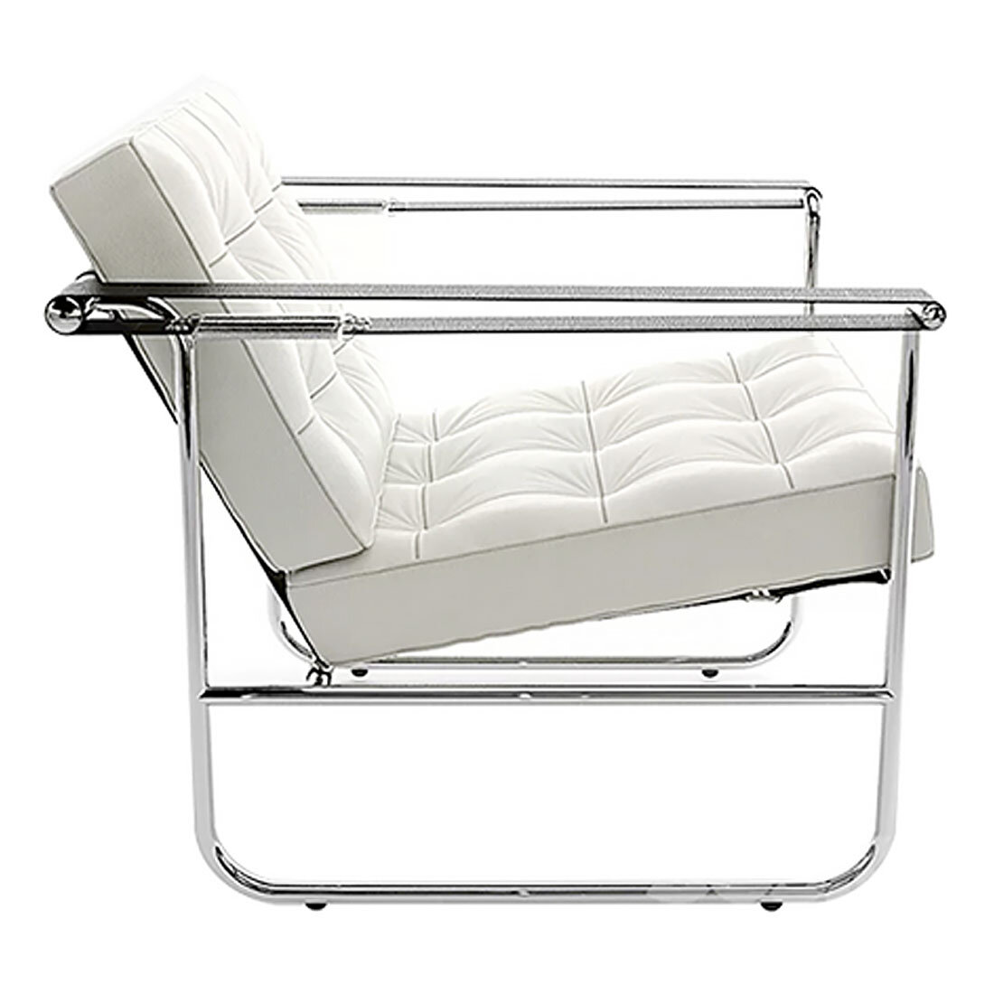 Мягкое кожаное кресло на полозьях Hans Chair (белый)