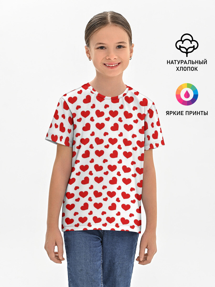 Футболка хлопковая детская Сердечки