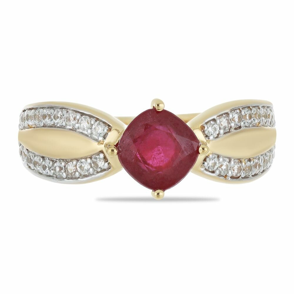 Кольцо, серебро, 925 проба, рубин, циркон