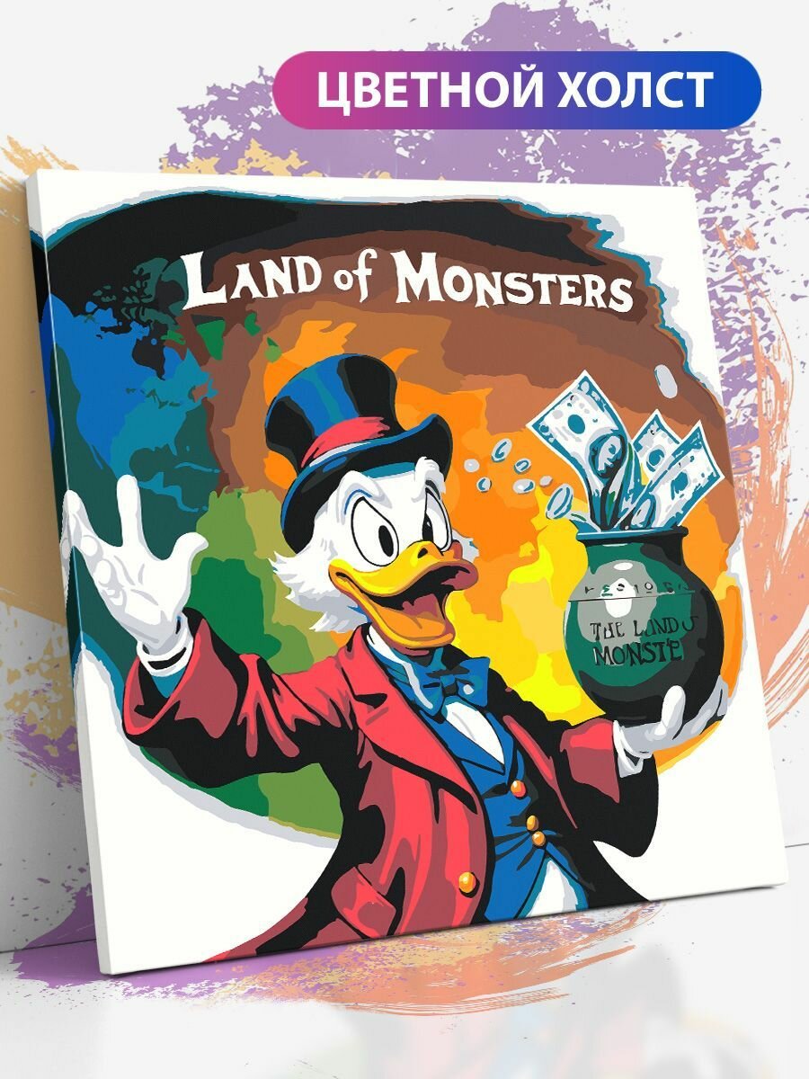 Картина по номерам на холсте с подрамником, "Скрудж Макдак. Дисней. Деньги", 40х40 см