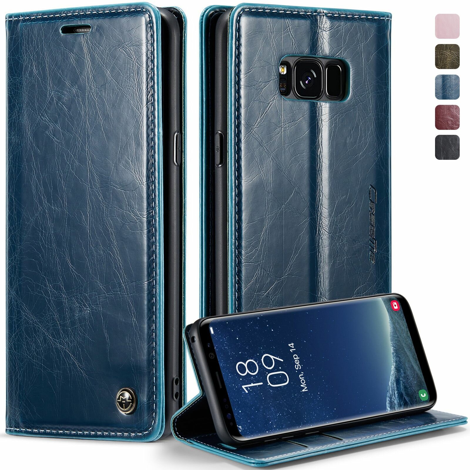 CaseMe Кожаный книжка чехол для Samsung Galaxy S8 / самсунг с8 с визитницей из экокожи