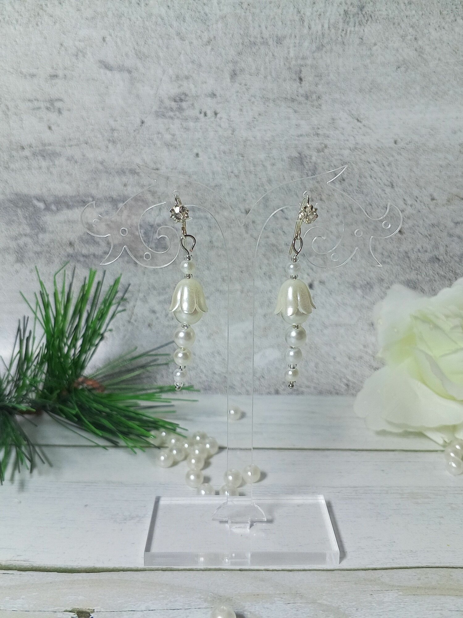 Серьги, бисер, стекло