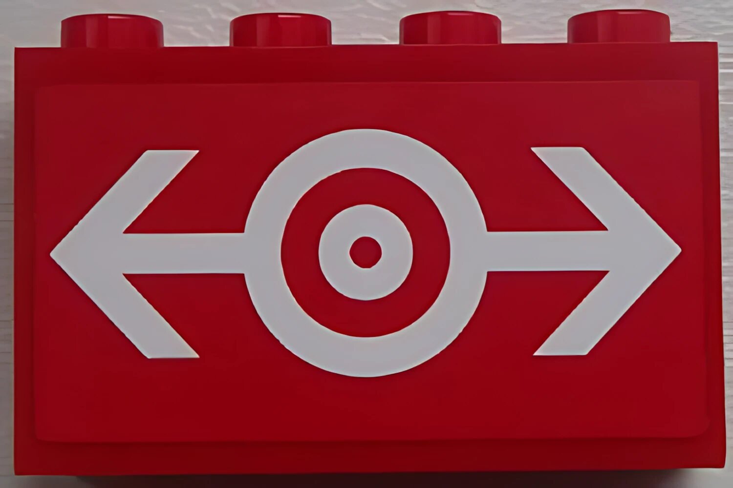 Деталь LEGO Panel 1 x 4 x 2 with Side Supports - Hollow Studs with Train Logo White Pattern (Sticker) 14718pb002 Red U