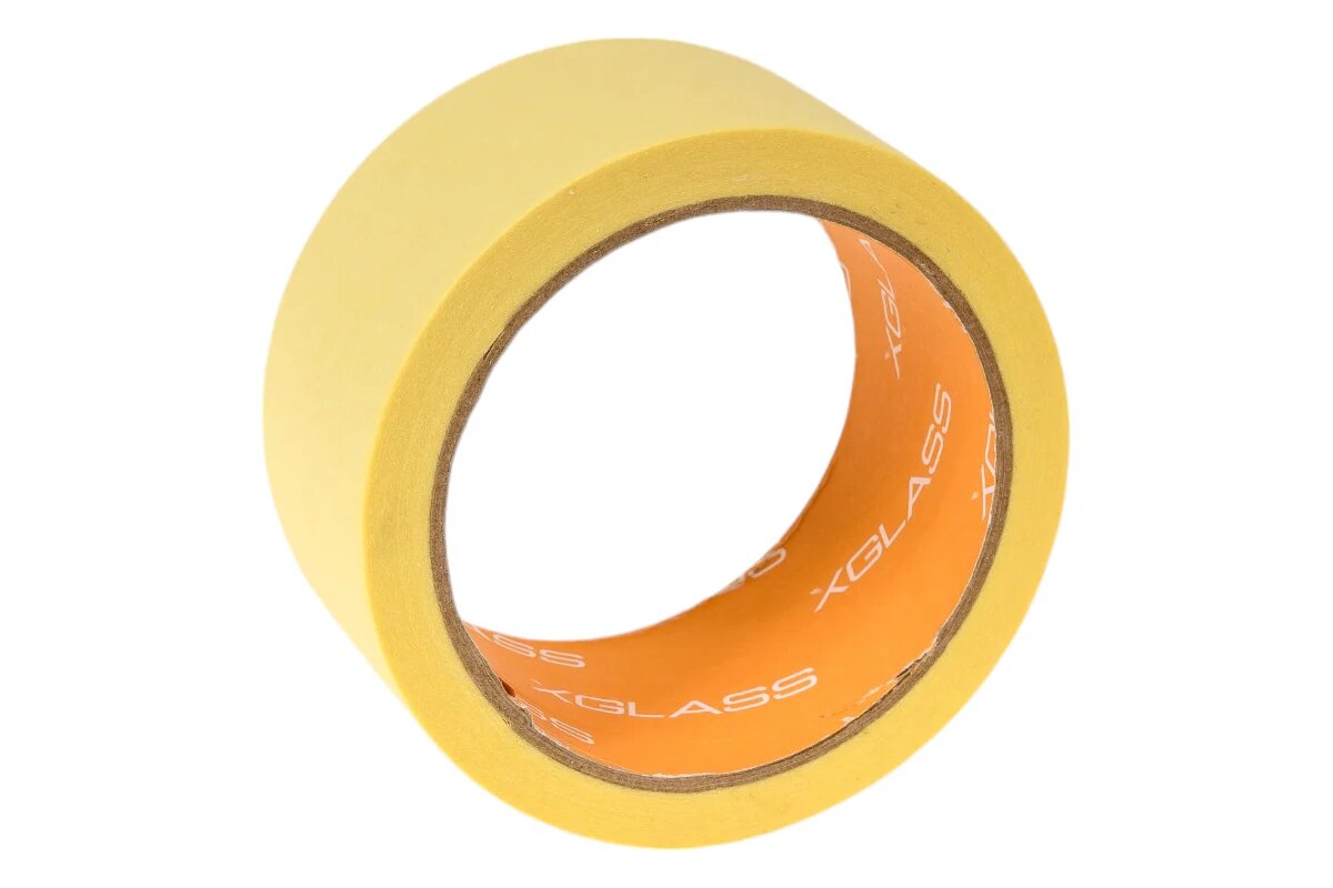 XGLASS УФ-стойкая малярная лента 50 мм x 25 м, жёлтая 100С для наружных и внутренних работ