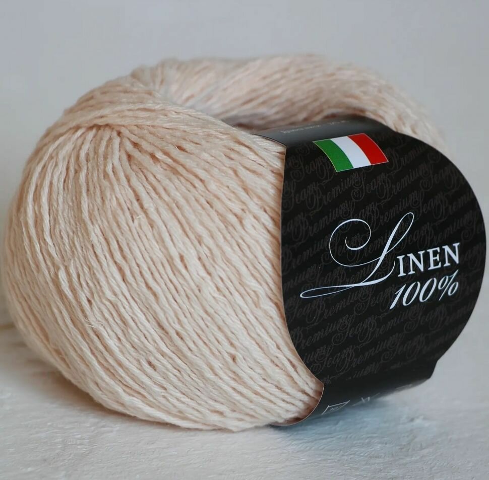 Пряжа Linen 100% Seam цвет 01 розово-кремовый, 10шт*(125м/50г), 100% лен