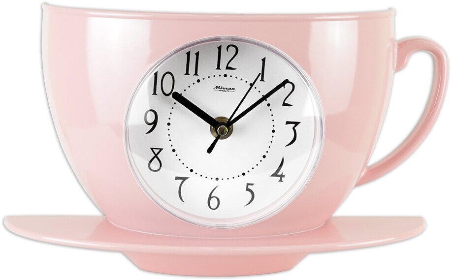 Часы настенные на кухню Mirron , плавный ход, арабские цифры, розовые