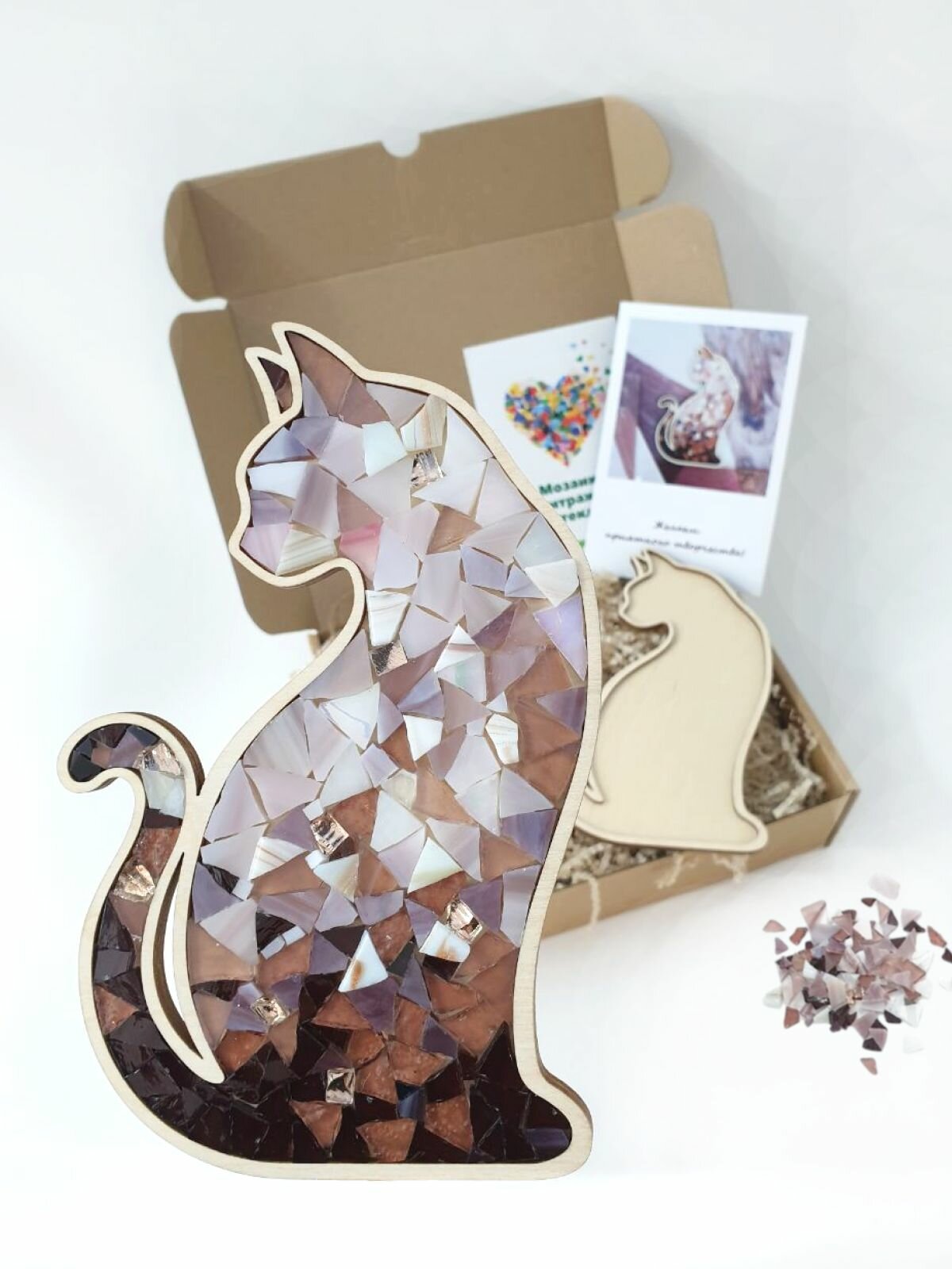 Набор для творчества мозаика стеклянная Лунная Кошка 18 см. Алтай Витраж