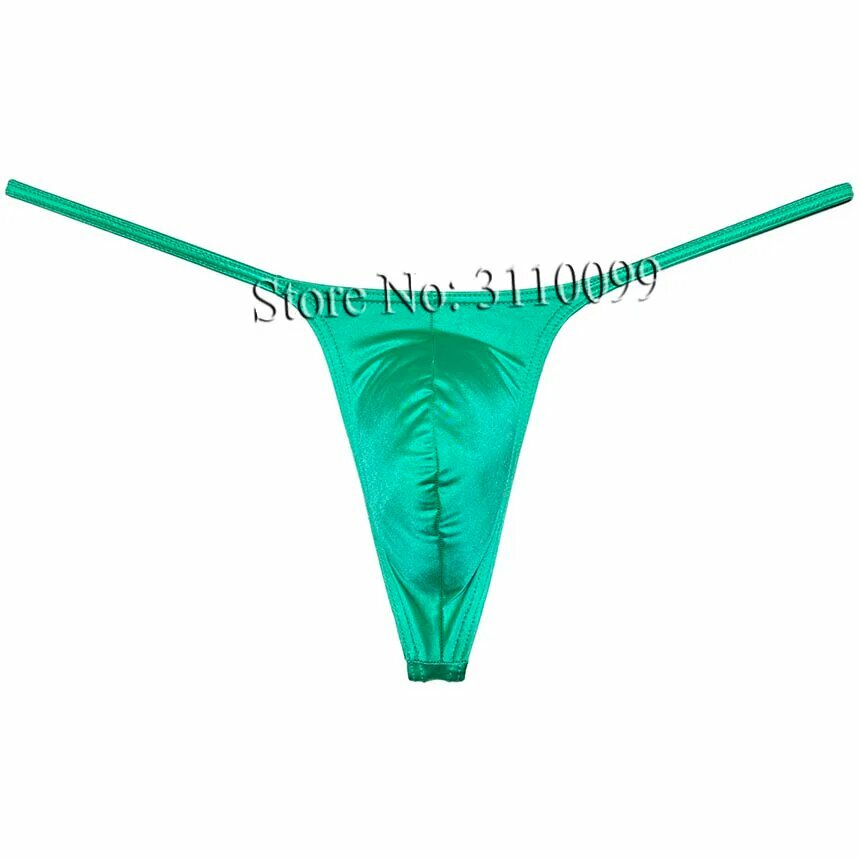 Мужские шелковые стринги T-Back Изумрудный, L, зеленый