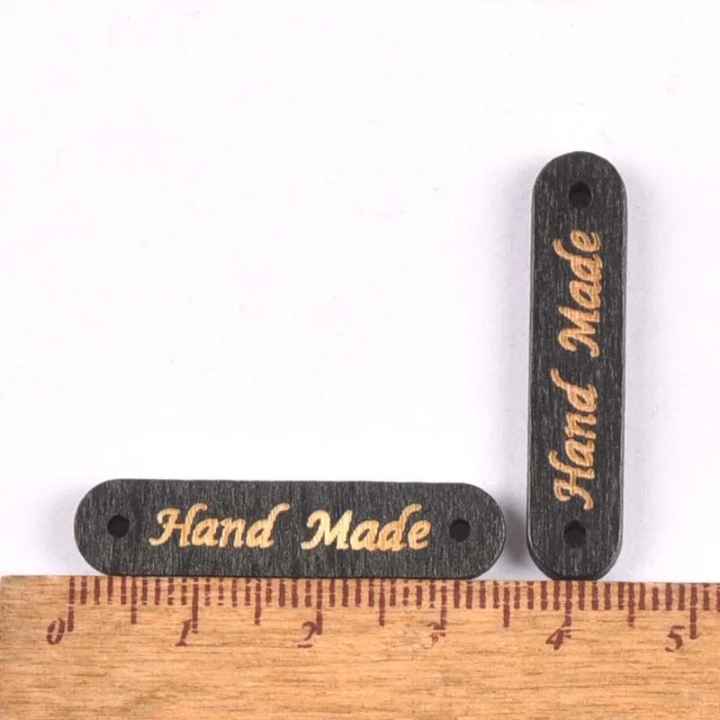 Деревянные бирки "Hand Made" черные, mt0936-2