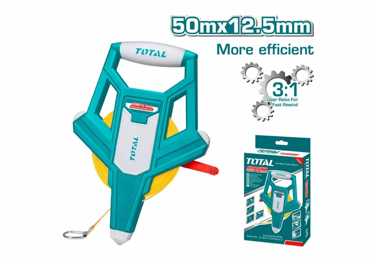 Рулетка TOTAL TMTF12506, геодезическая, двухкомпонентный корпус