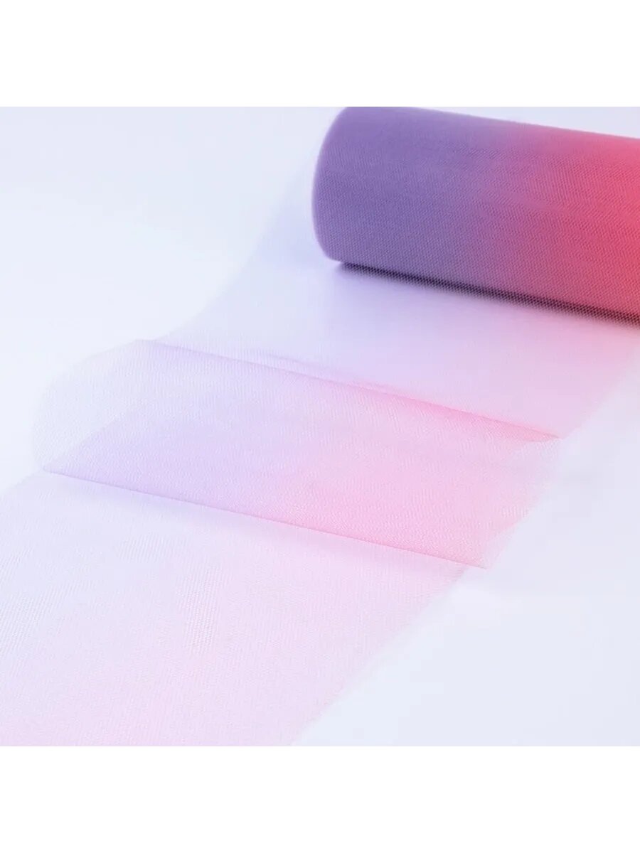 Легкий фатин в градиенте фиолетово-розовый