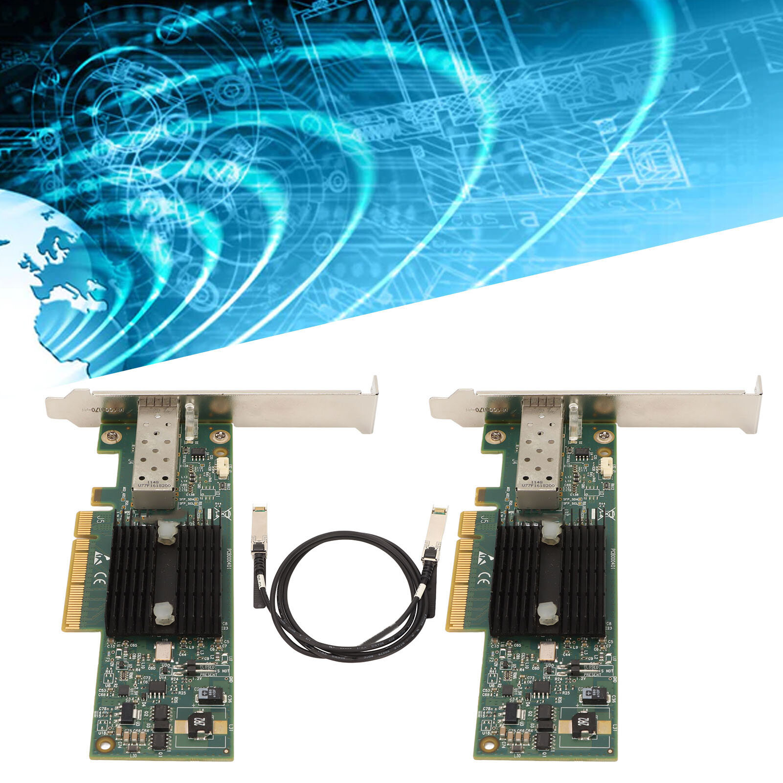 10Gb SFP+ PCI E Сетевая карта, для ПК, с кабелем, 10 Гбит/с, с поддержкой Windows