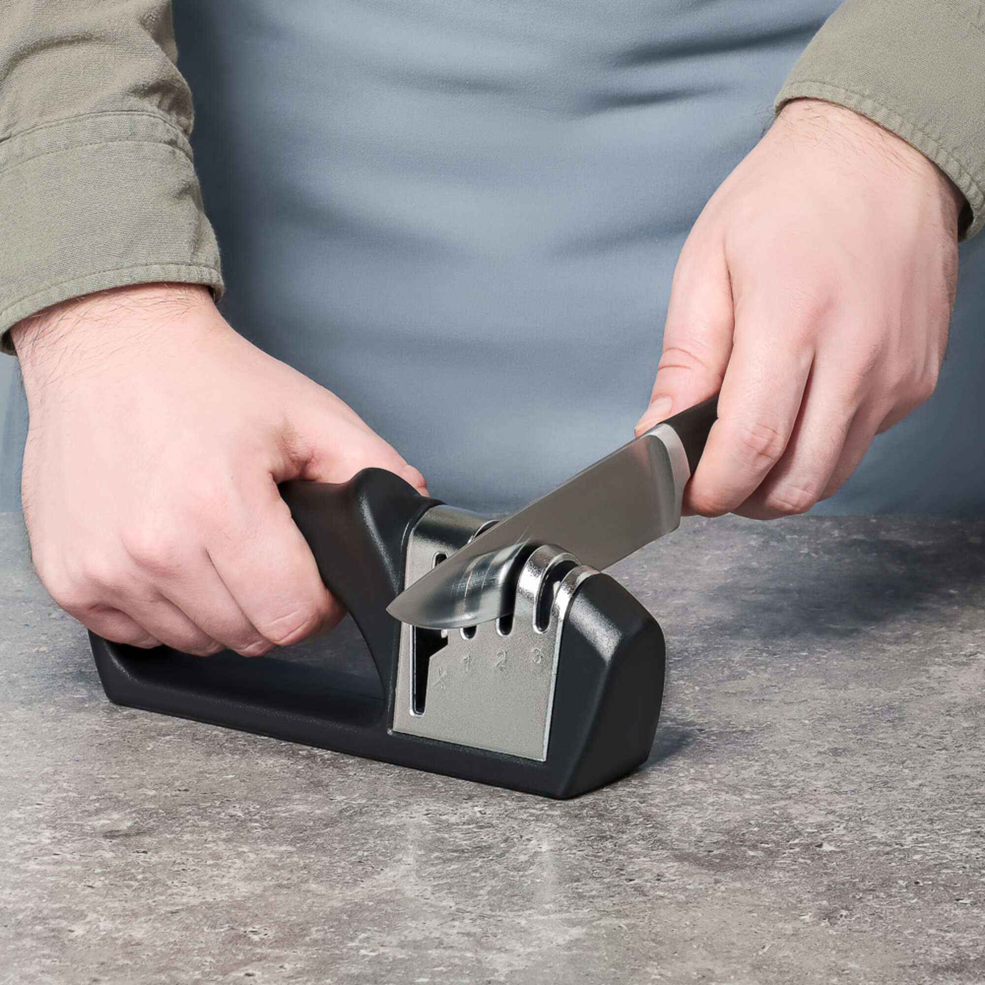 Ручная точилка ножеточка 3в1 3 варианта заточки топоров косы ножей ножниц SАТOSНI ЯПOHИЯ